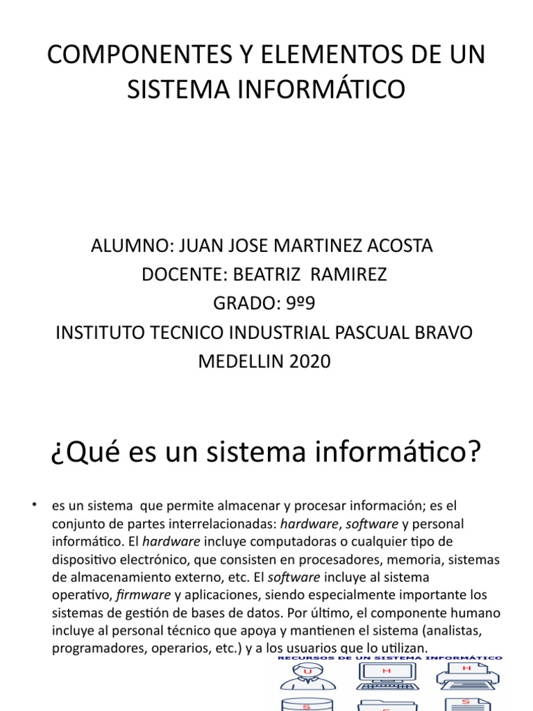 9º9 Componentes y Elementos de Un Sistema Informático | PDF ...