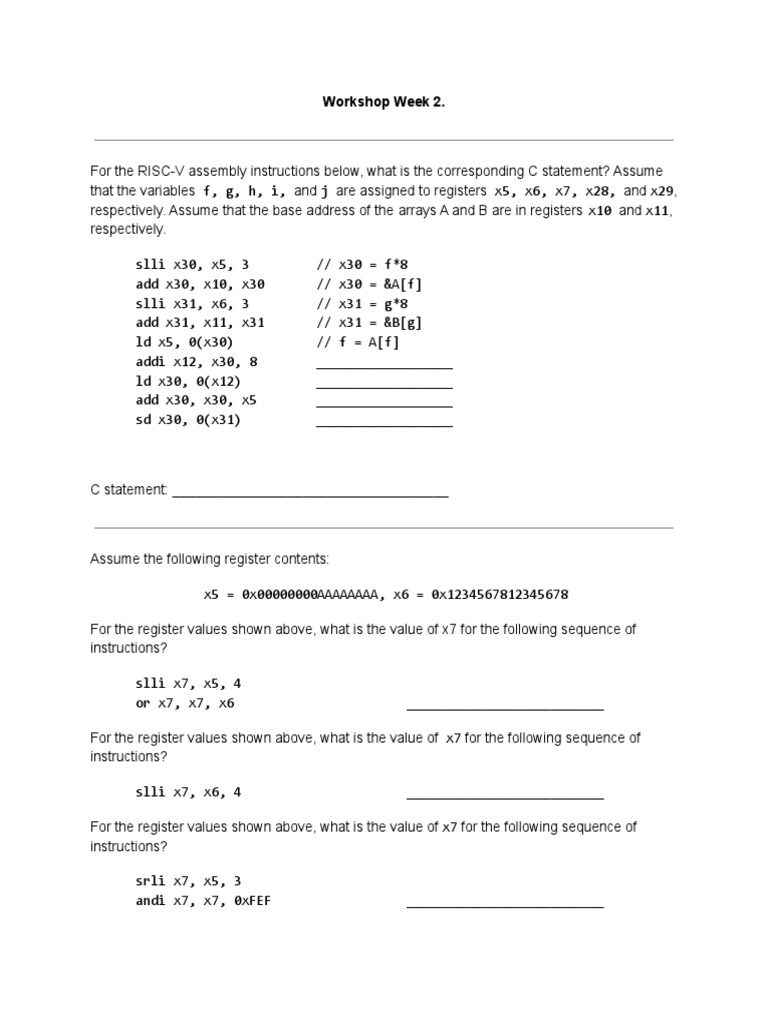 RISC-V to C Conversion Workshop | PDF