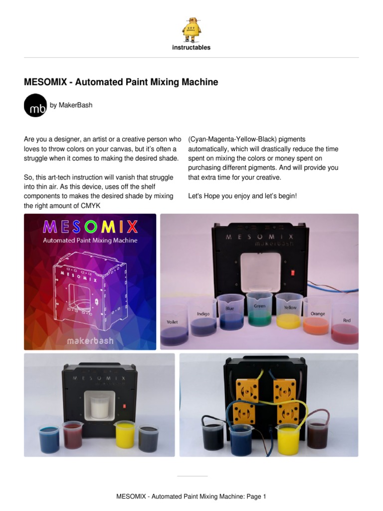 MESOMIX - Automated Paint Mixing Machine: Instructables | PDF | Color | Graphic Design