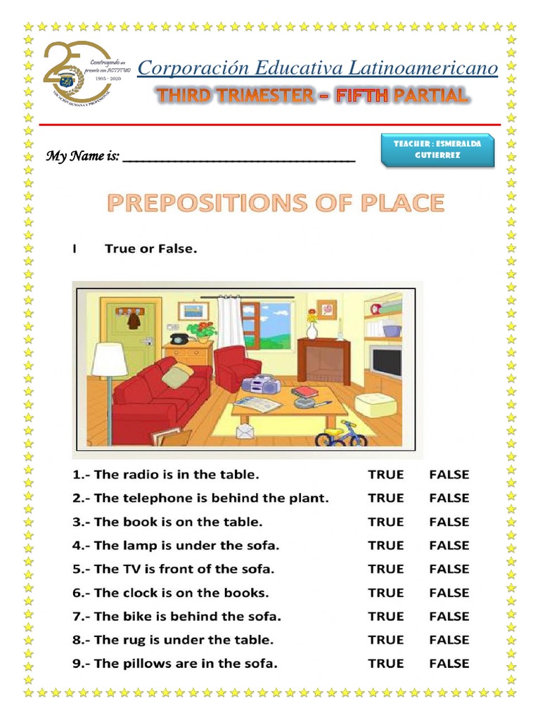 Student Preposition Practice Sheet | PDF