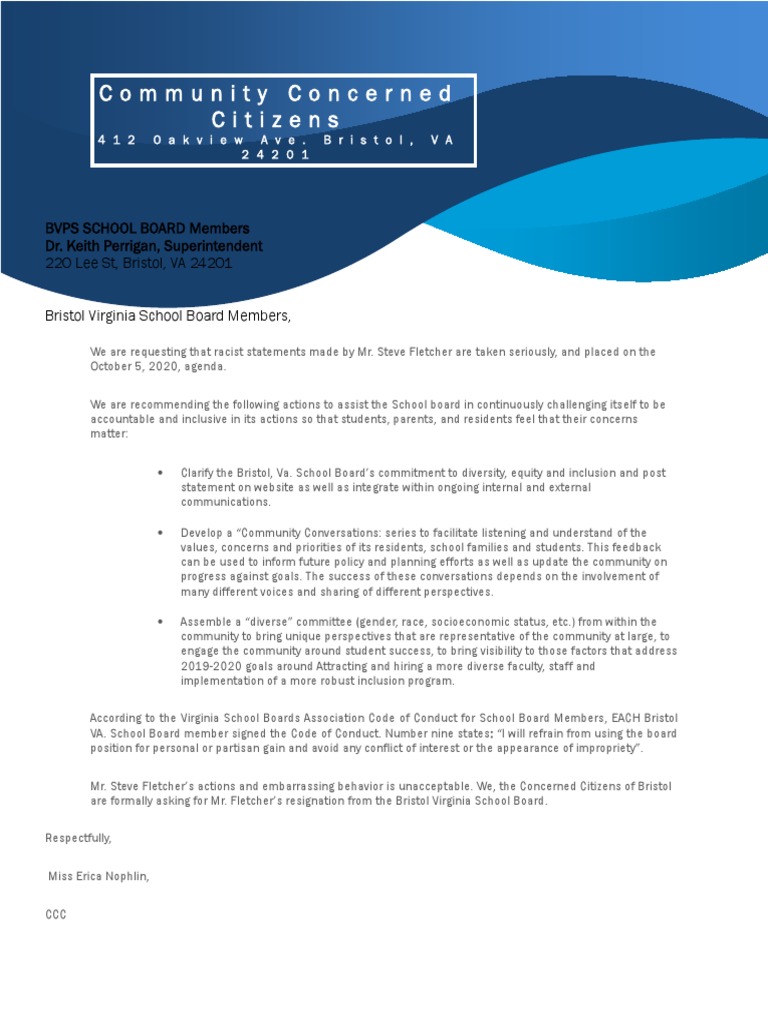 Group's Letter - BVPS School Board Request | PDF | Inclusion (Education ...