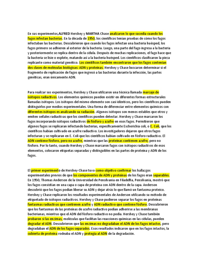 Experimeto de Hershey y Chase Resumen | PDF | Bacteriófago | Las bacterias