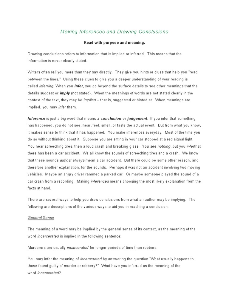 Making Inferences and Drawing Conclusion | PDF | Inference | Question