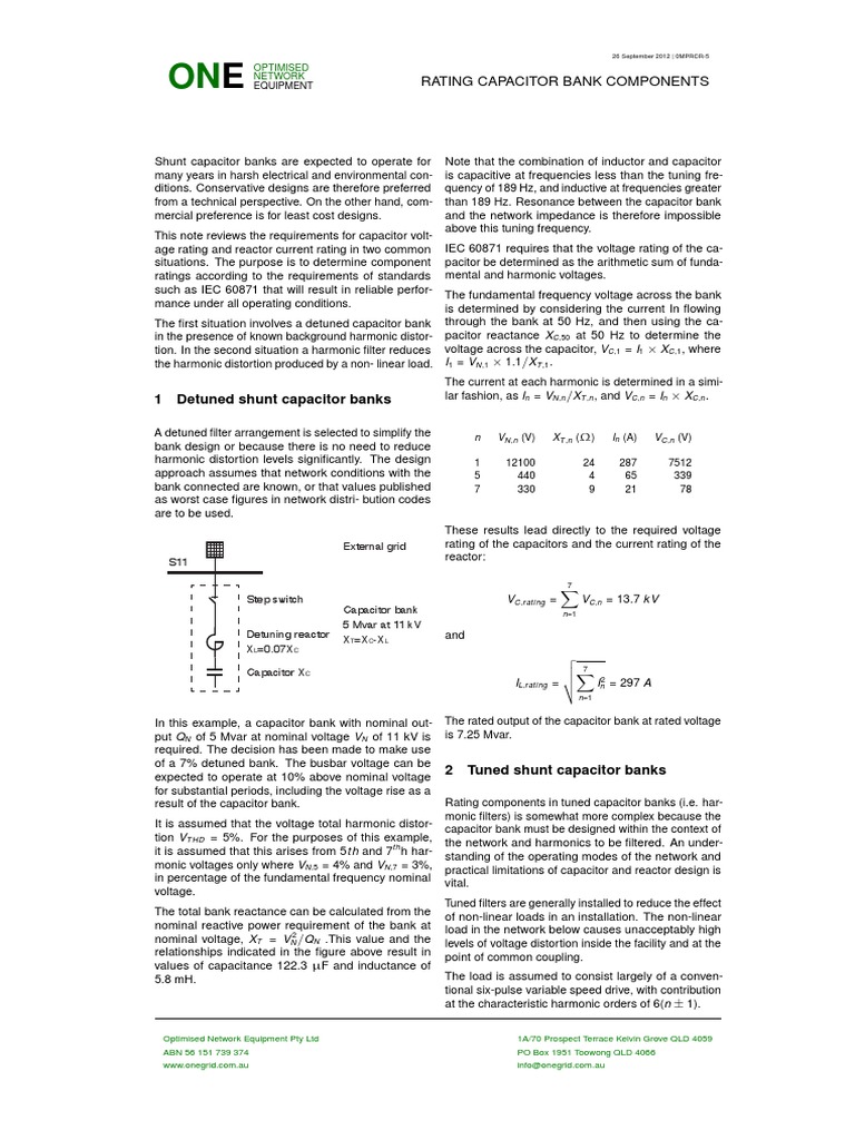 1 Detuned Shunt Capacitor Banks: Rating Capacitor Bank Components | PDF ...