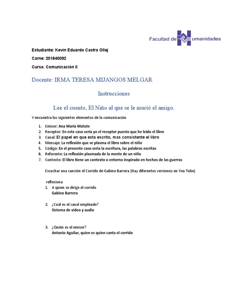 El Niño Al Que Se Le Murió El Amigo | PDF