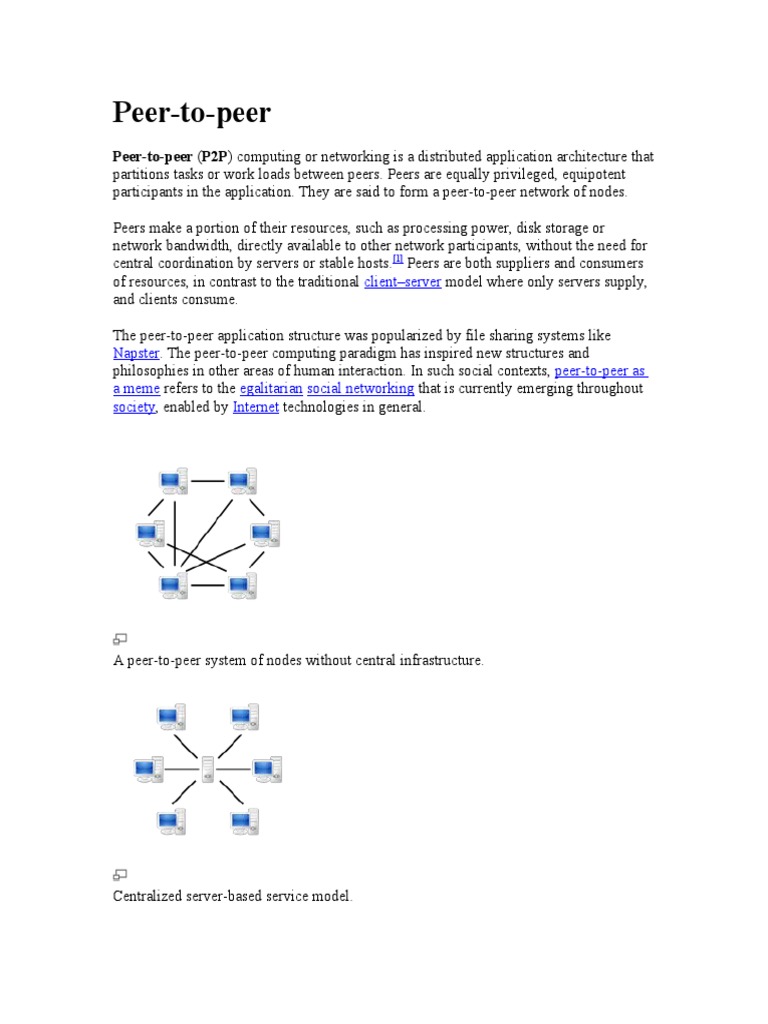 Peer-To-Peer: Peer-To-Peer (P2P) Computing or Networking Is A Distributed Application ...