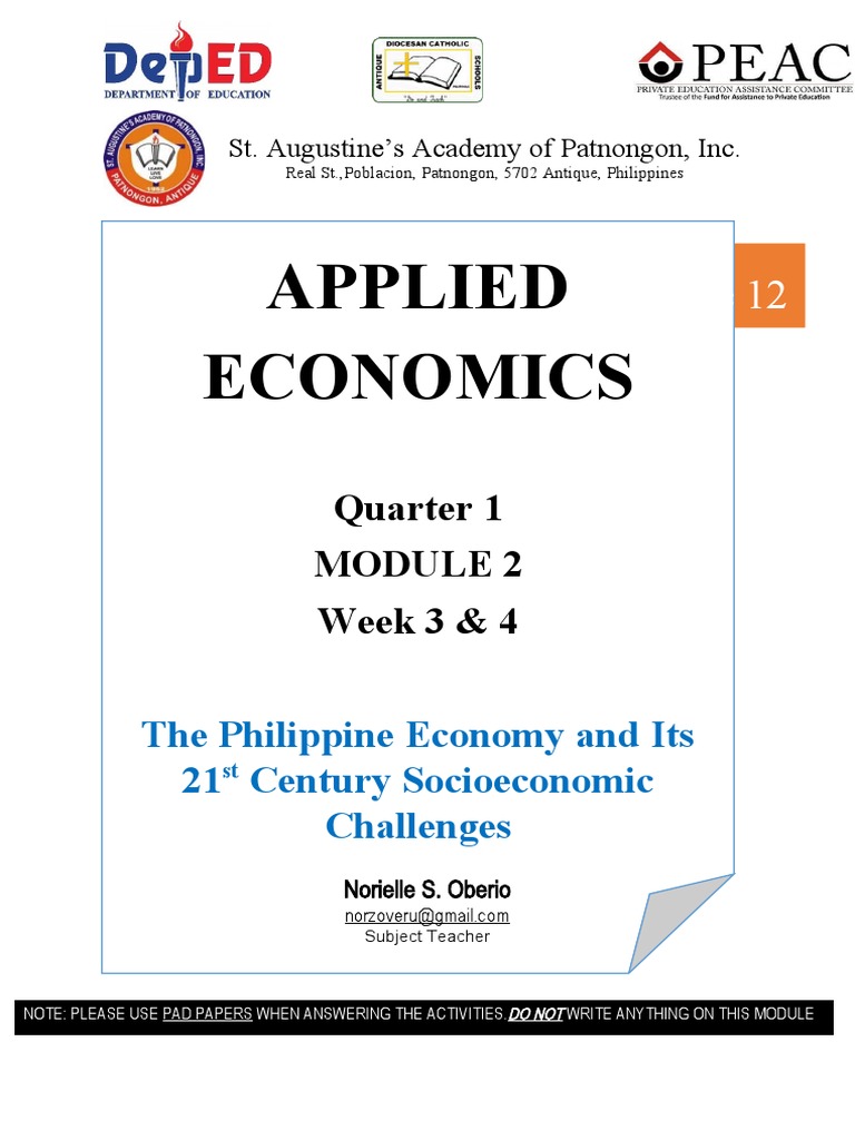 Applied Economics: Grade 12 | PDF | Recession | Economic System