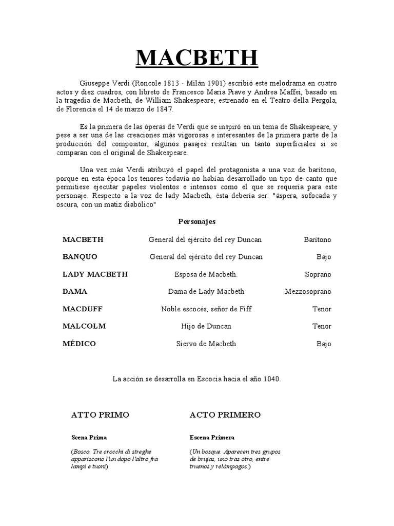 Libreto Macbeth | PDF | Macbeth | Giuseppe Verdi