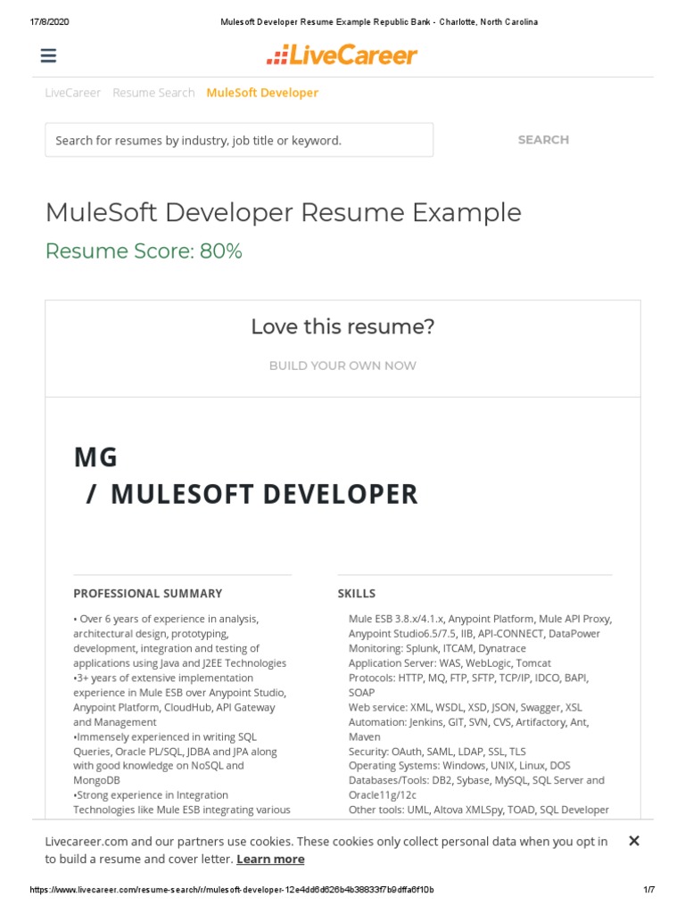 Mulesoft Developer Resume Example Republic Bank - Charlotte, North Carolina PDF | PDF ...