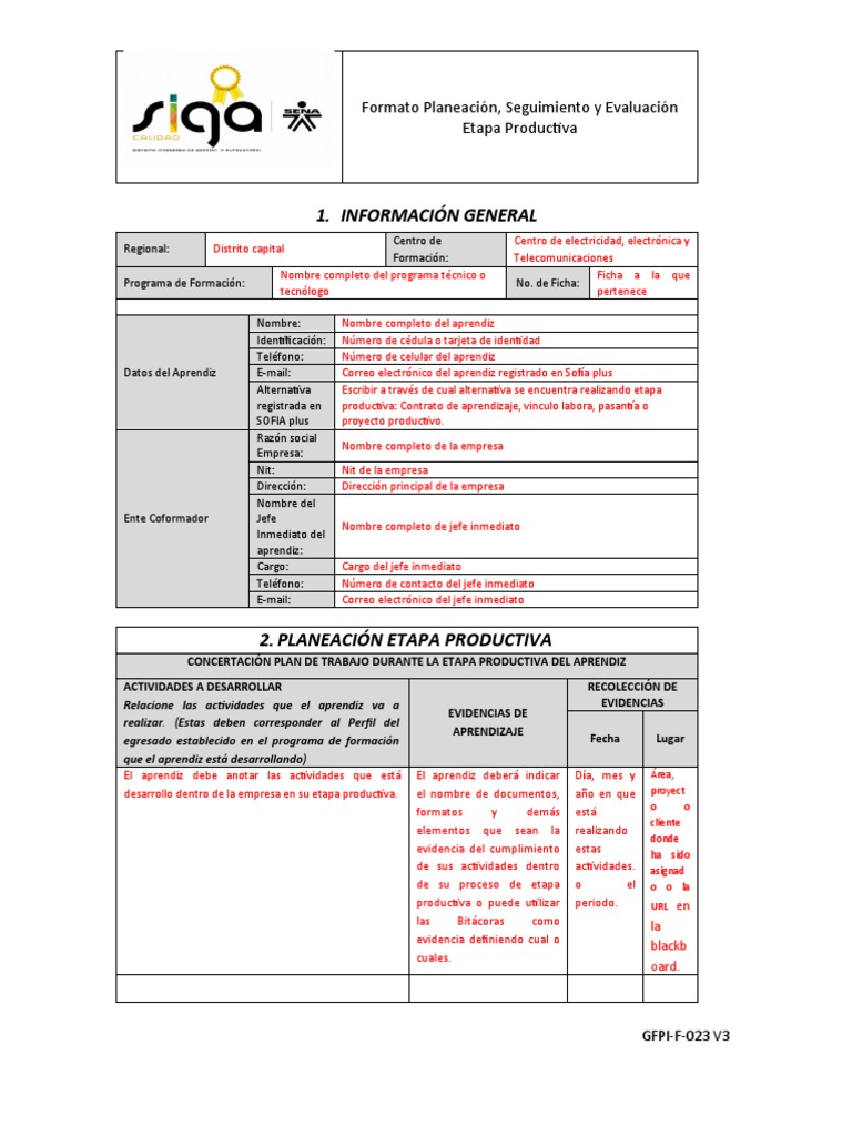 Formato F023-Guía | PDF | Evaluación | Planificación