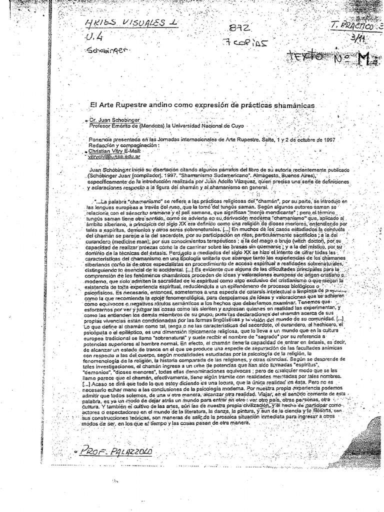 SCHOBINGER, Juan - EL ARTE RUPESTRE ANDINO... | PDF