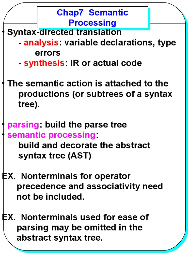 Analysis Synthesis: Chap7 Semantic Processing | PDF | Parsing | Metalogic