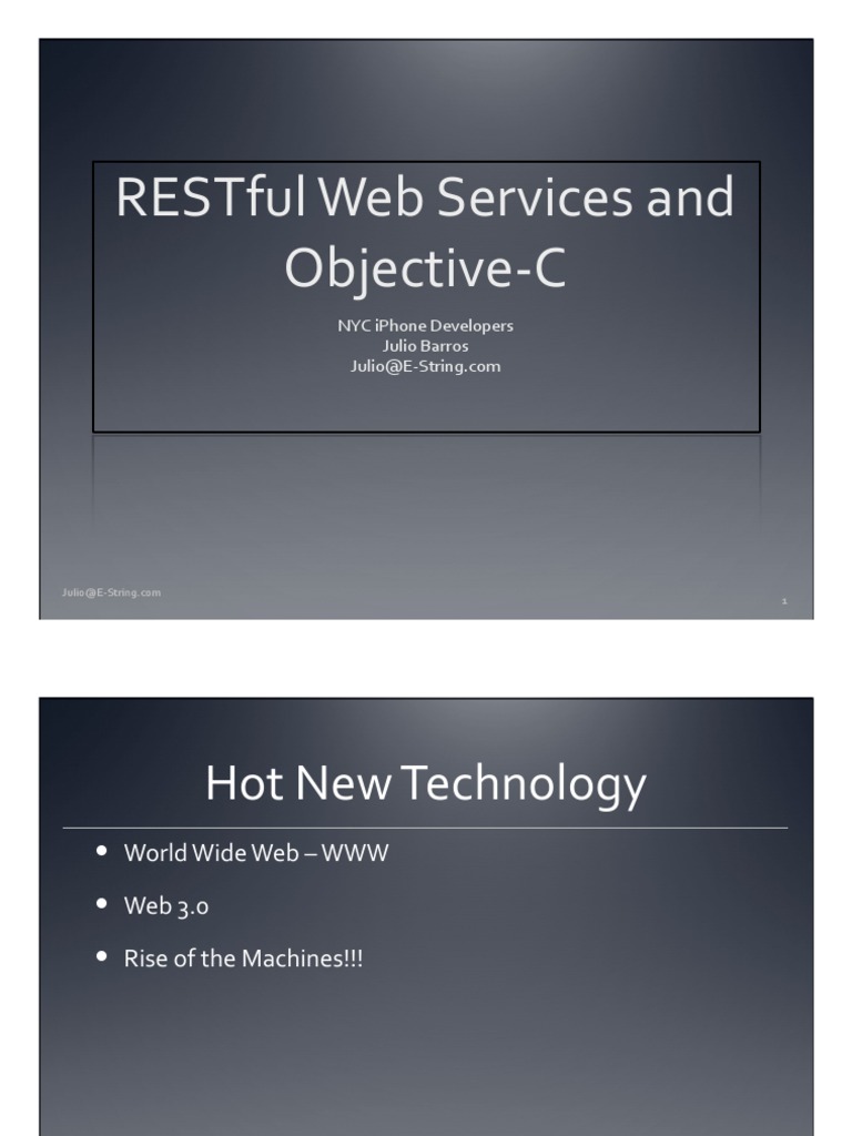 Restful Web Services and Objective C: Nyc Iphone Developers Julio ...