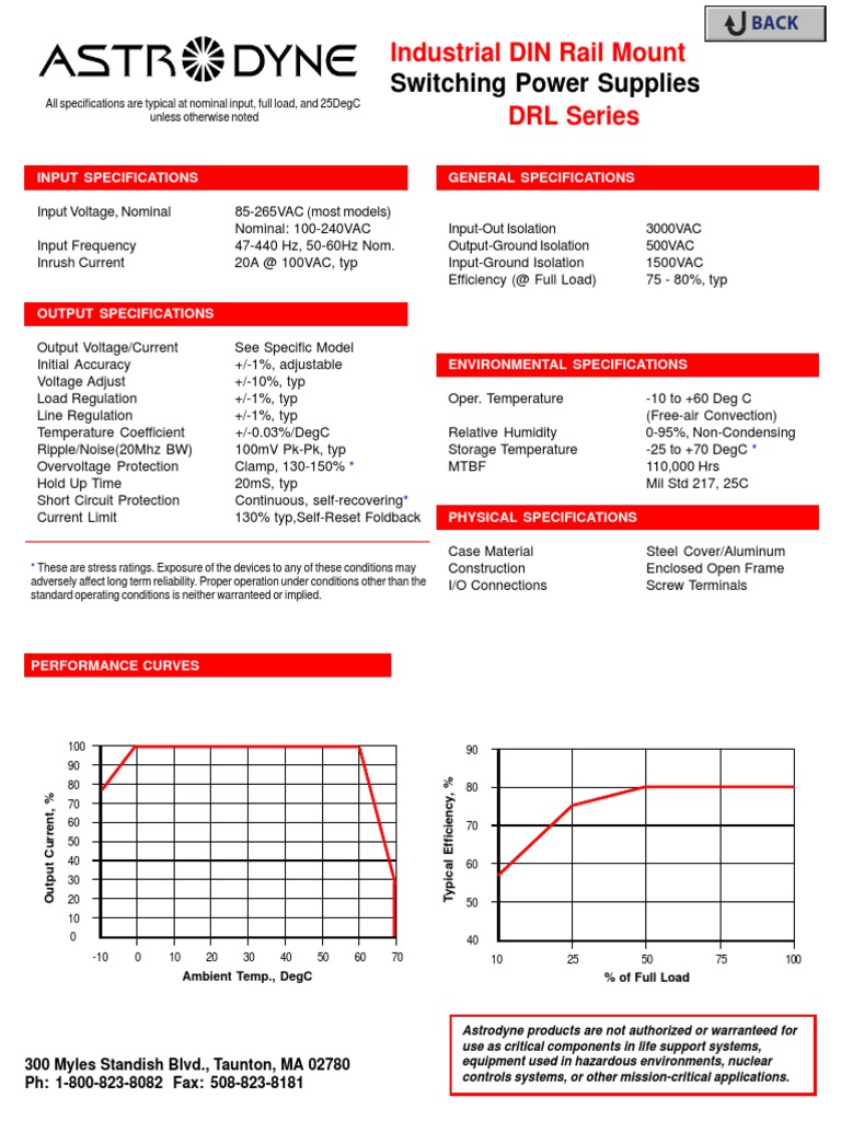 1-04 - Astrodyne - Power Supply DRL Series | PDF | Power Supply ...