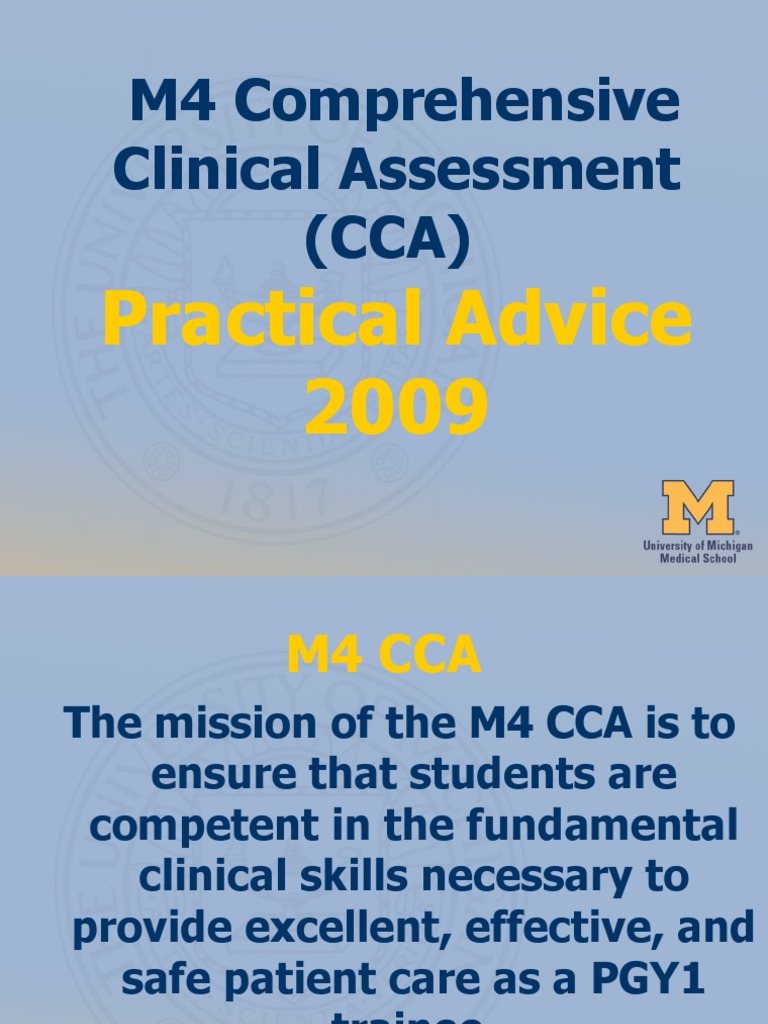 M4 Comprehensive Clinical Assessment (CCA) : Practical Advice 2009 ...