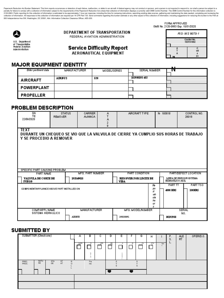 Forma 8070-1 | PDF | Federal Aviation Administration | Aeronautics