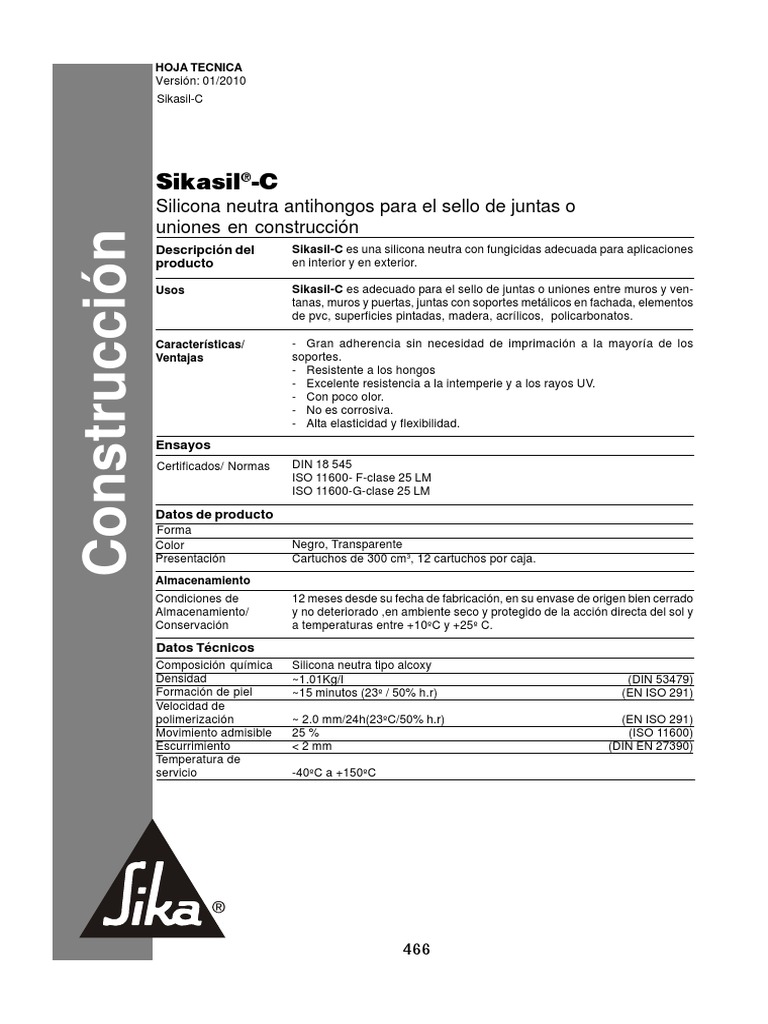 Sikasil C | PDF | Silicona | Química