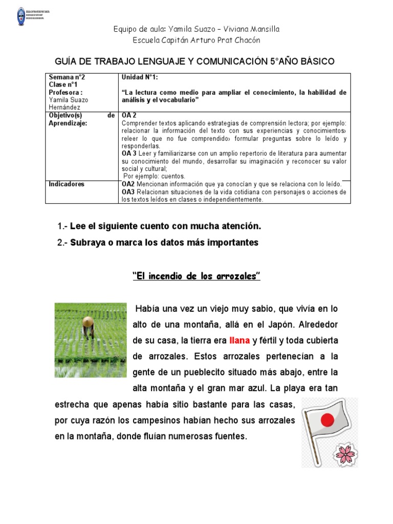 PIE Guia Diferenciada N°1 Lenguaje 5° | PDF