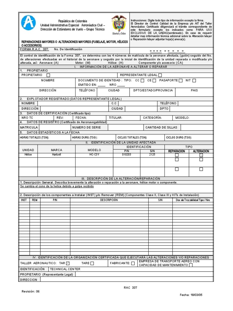 Forma 337 | PDF | Aviación | Aeronave