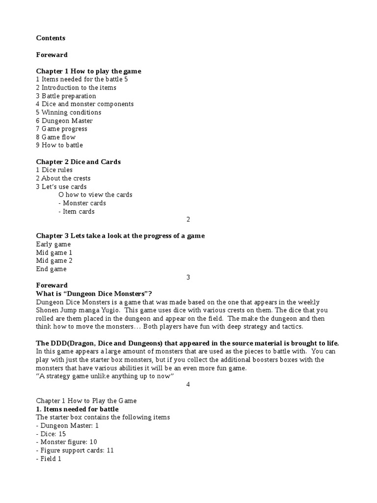 Yugoh Dice Master Rulebook (Text Only) | PDF | Gaming | Leisure