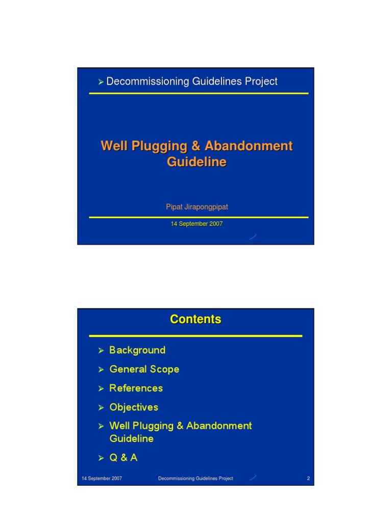 Well Plugging & Abandonment Guideline | PDF | Casing (Borehole) | Oil Well