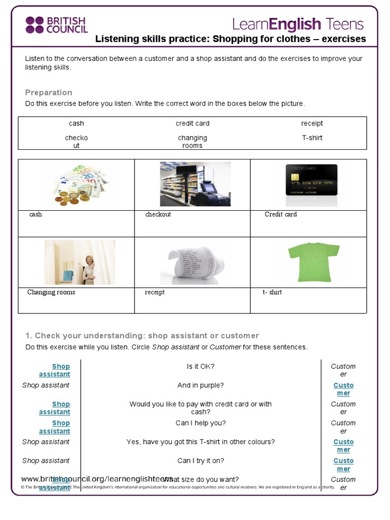 Listening Skills Practice: Shopping For Clothes - Exercises ...