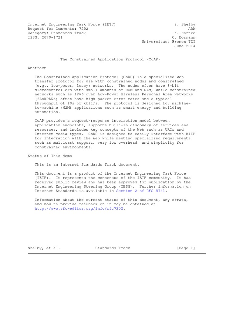 Coap Spec PDF | PDF | Hypertext Transfer Protocol | Transmission Control Protocol