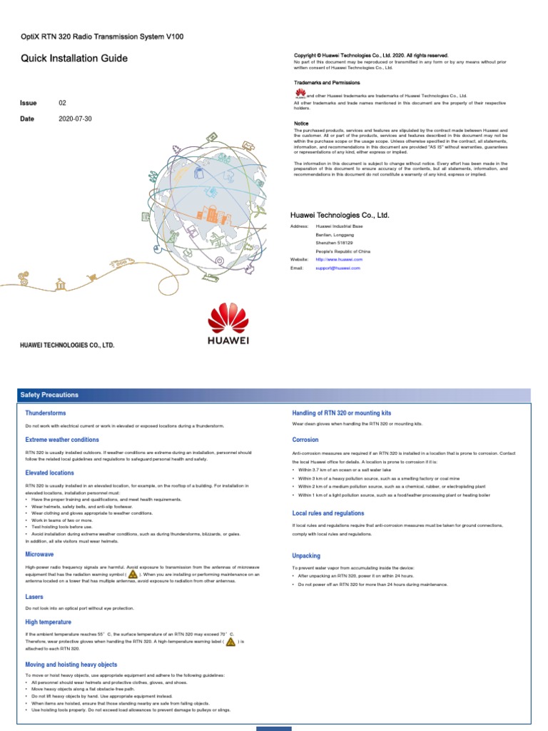 RTN 320 V100 Quick Installation Guide 02 | PDF | Electrical Connector ...