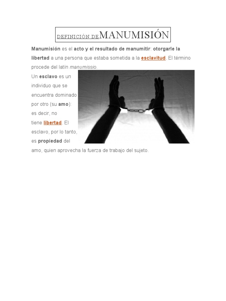 Definición de Manumisión y Esclavitud | PDF