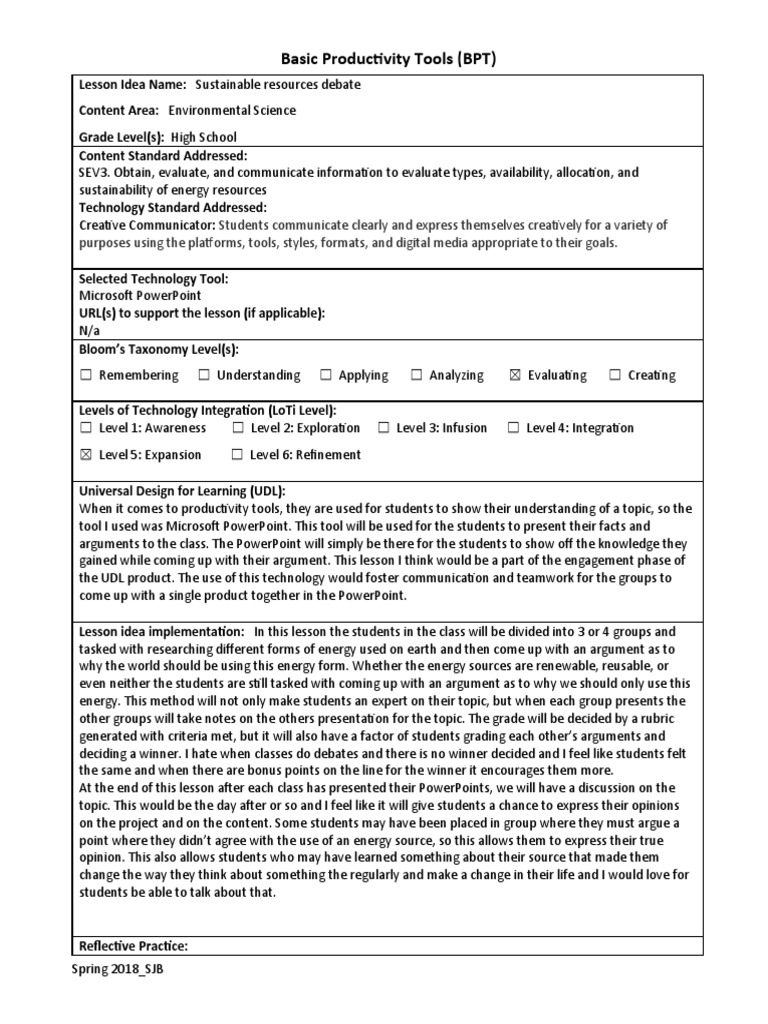 03 Basic Productivity Tools Lesson Idea Template | PDF | Learning ...
