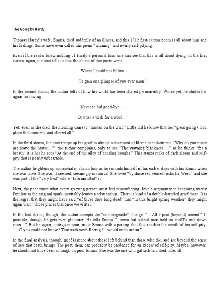 The Going by Hardy | PDF