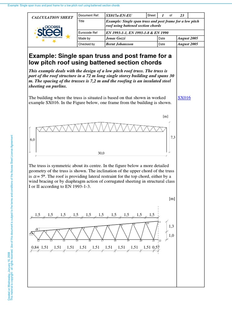 Steel Truss Design Eurocode PDF | PDF | Truss | Building