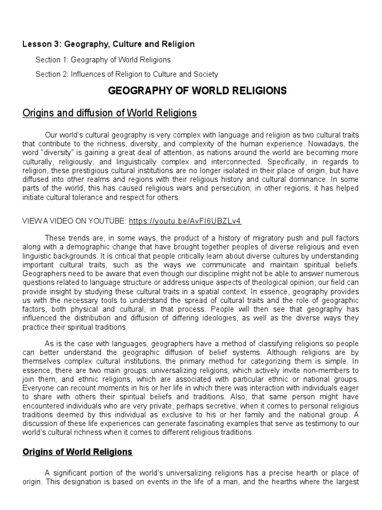 Origins and Diffusion of World Religions | PDF | Christian Denomination ...