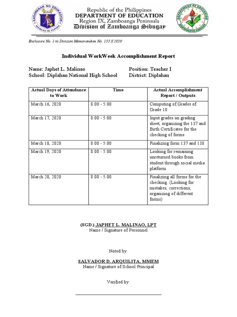 Individual Workweek Accomplishment Report | PDF | Computing | Computing ...