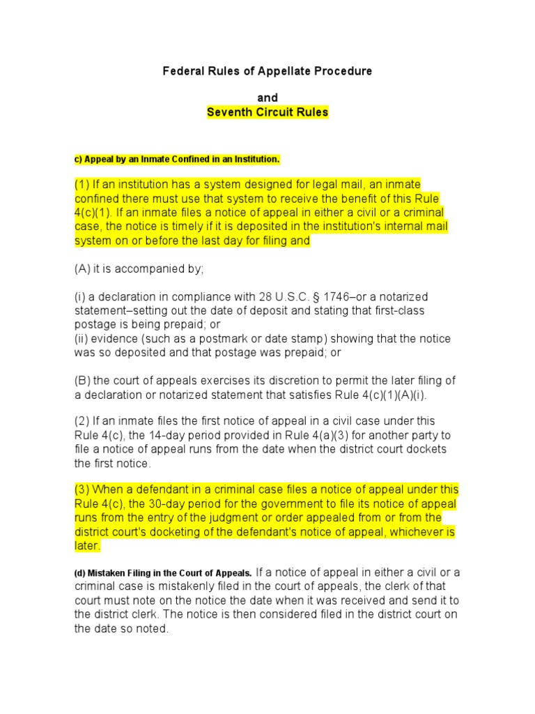 Federal Rules of Appellate Procedure | PDF | United States District ...