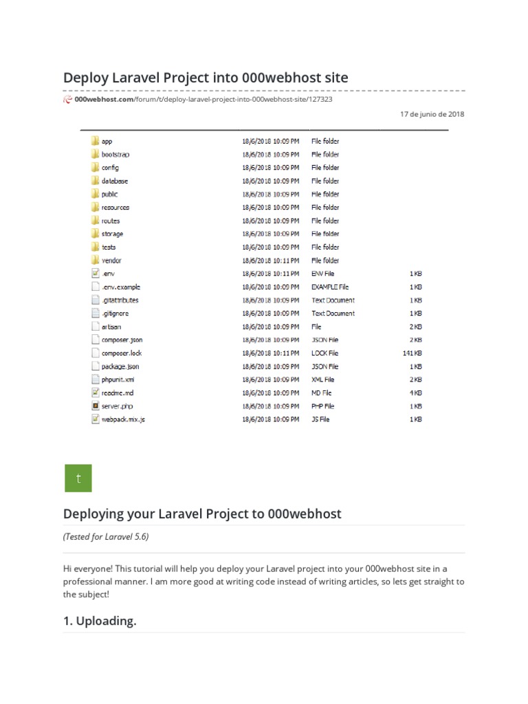 Deploy Laravel Project Into 000webhost Site | PDF | Directory (Computing) | Computer File