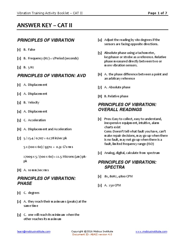 CAT II Activity Book v4.0 - Letter - Answer Key | PDF | Normal Mode ...