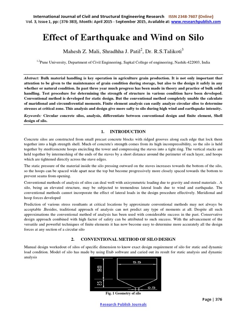 Effect of Earthquake and Wind On Silo-2134 | PDF | Structural ...
