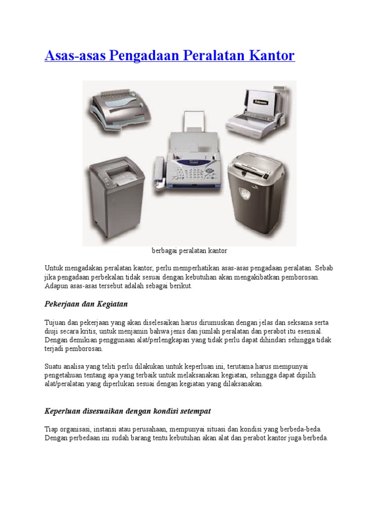 Asas-Asas Pengadaan Peralatan Kantor | PDF