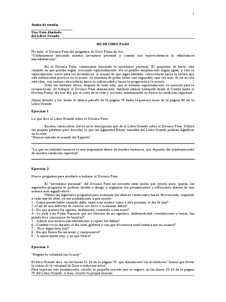 10° Paso AA | PDF | Programa de doce pasos | Oración