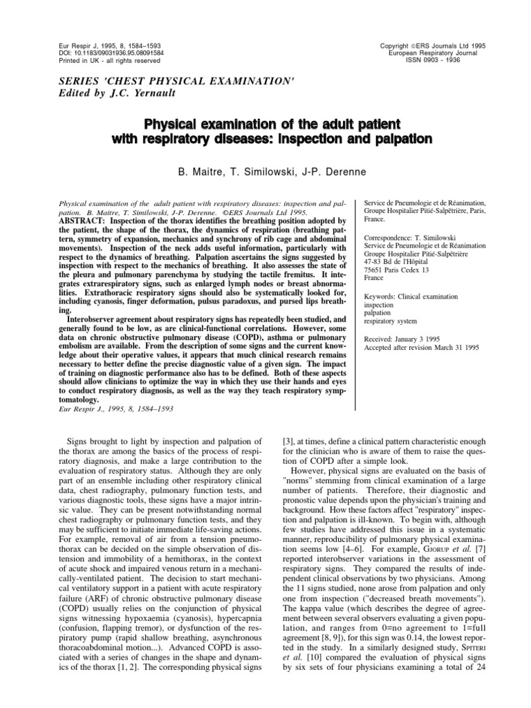 Resp Examination | PDF | Chronic Obstructive Pulmonary Disease | Thorax