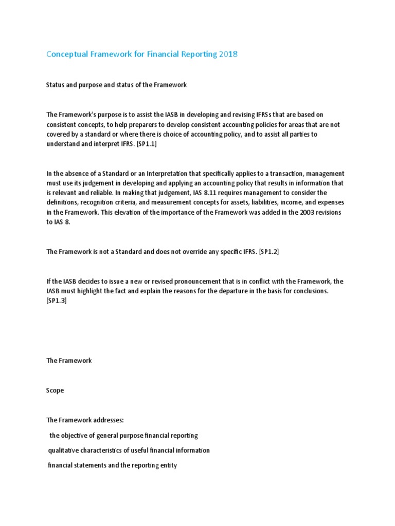 Conceptual Framework For Financial Reporting 2018 | PDF | Financial ...