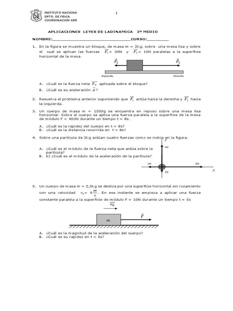 Guia de Ejercicios Decimo | PDF | Fricción | Aceleración