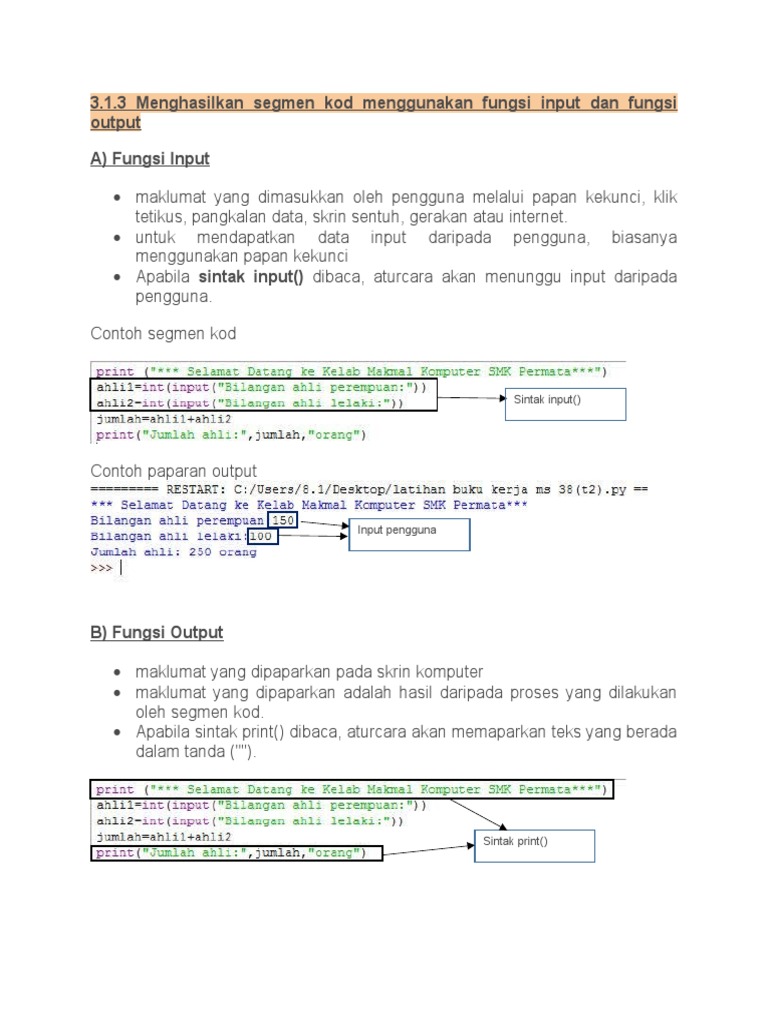 Nota 3.1.3 (Fungsi Input Dan Output) | PDF