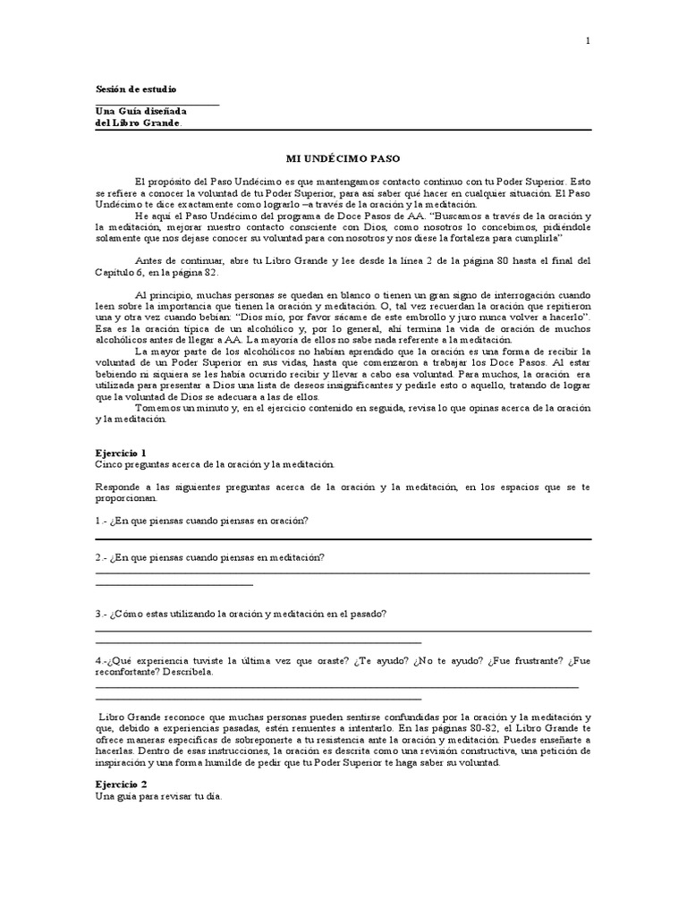 11 Paso AA | PDF | Programa de doce pasos | Oración