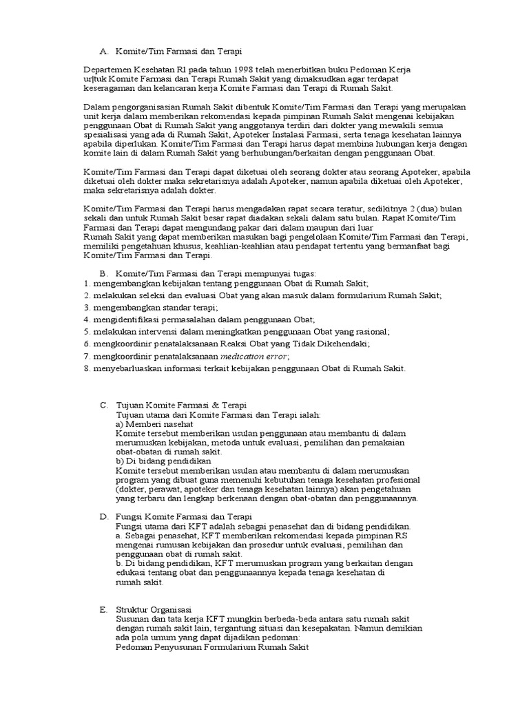 Komite Farmasi Dan Terapi | PDF | Pengembangan Diri | Kesehatan Holistik
