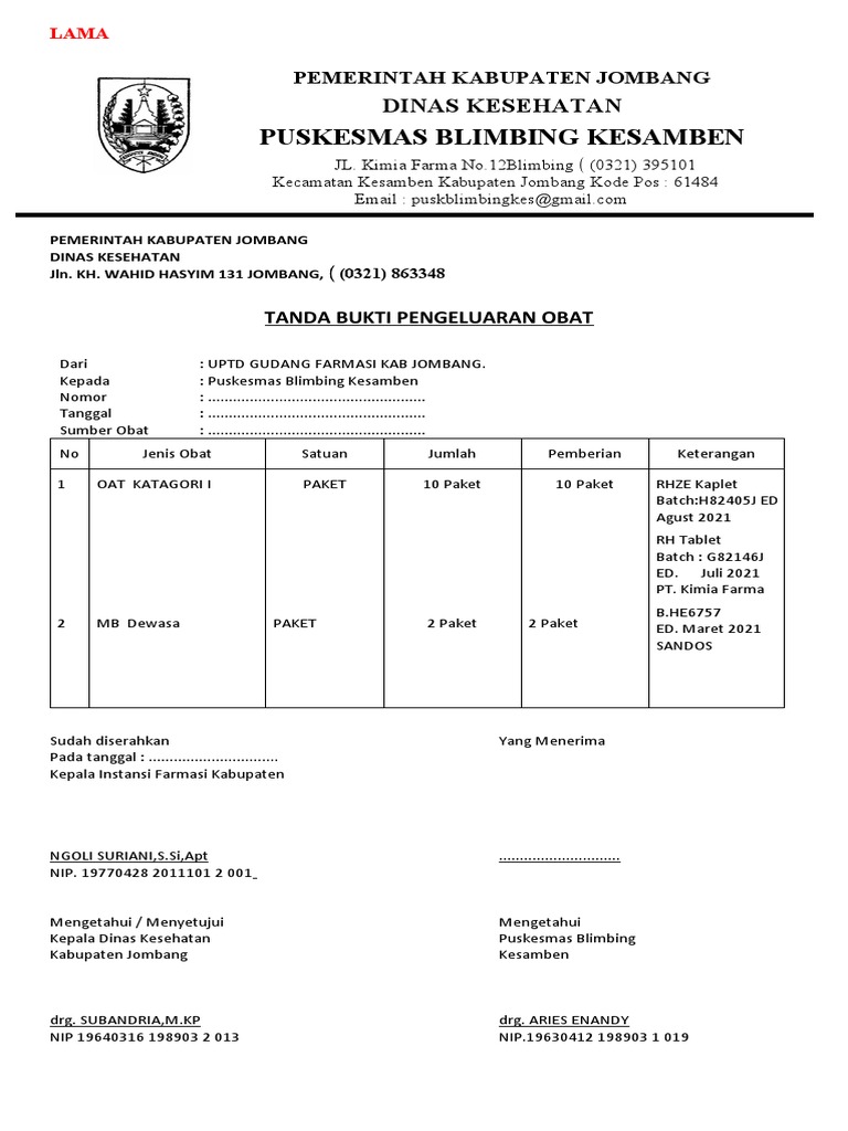 Form Permintaan Obat Program | PDF