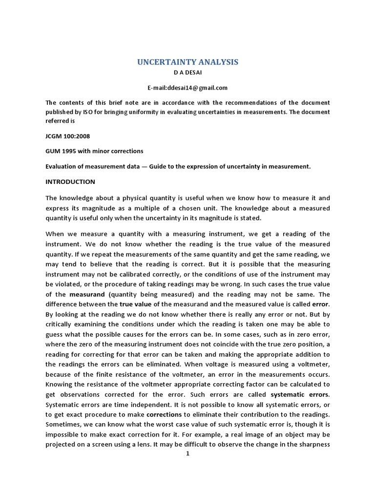 Uncertainty Analysis | PDF | Observational Error | Errors And Residuals
