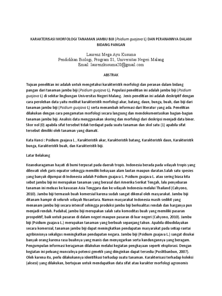 Studi Morfologi Jambu Biji | PDF