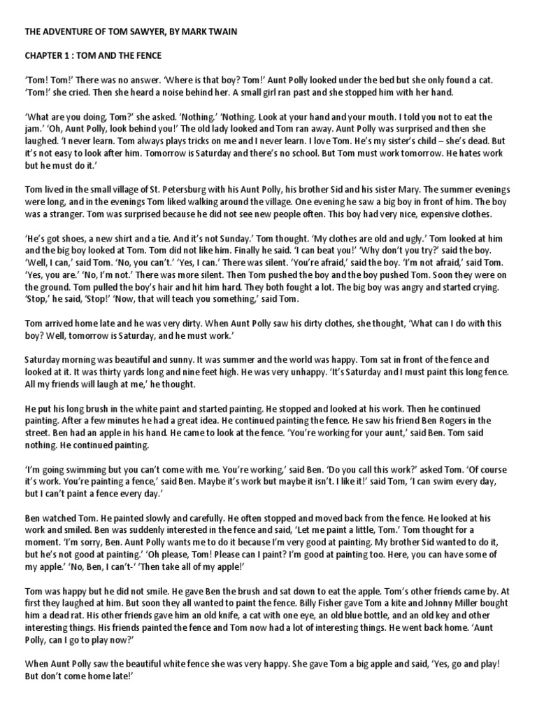 The Adventure of Tom Sawyer PDF | PDF | The Adventures Of Tom Sawyer ...